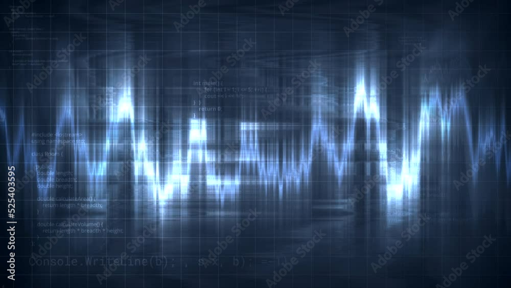 Electric light wave line. Motion. Bright glowing line moves with wave ...