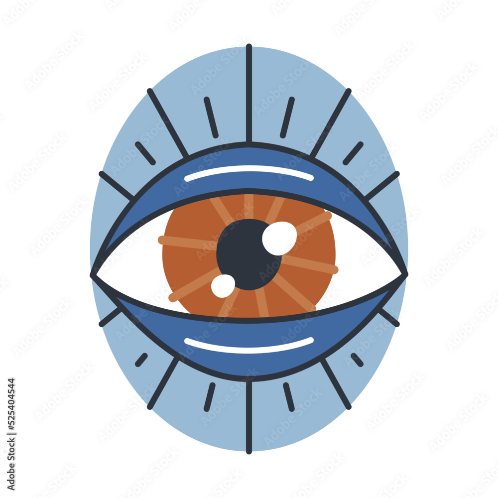 Evil doodle eye. Hand drawn witchcraft eye talisman, magical religion ...