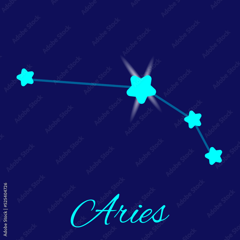 Aries constellation astrology vector illustration. Stars in dark blue ...