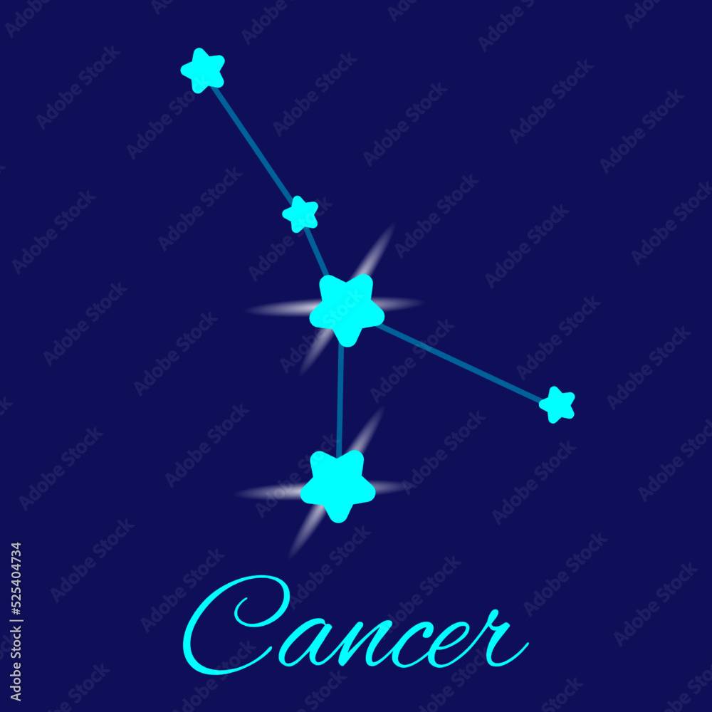 Cancer constellation astrology vector illustration. Stars in dark blue ...