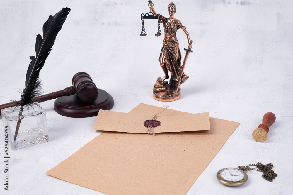 Notary's public pen and stamp on testament and last will. Notary public ...