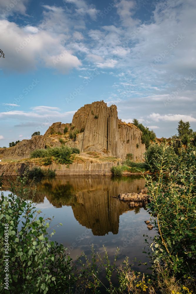 Basalt rock called Panska skala or Varhany located in Kamenicky Senov ...
