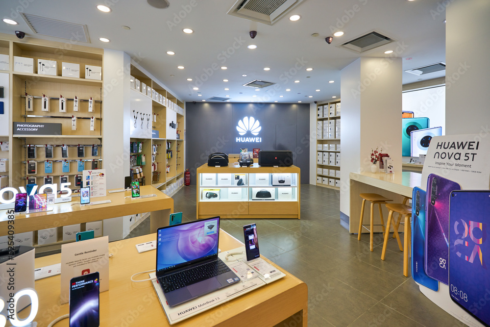 KUALA LUMPUR, MALAYSIA - CIRCA JANUARY, 2020: interior shot of Huawei ...