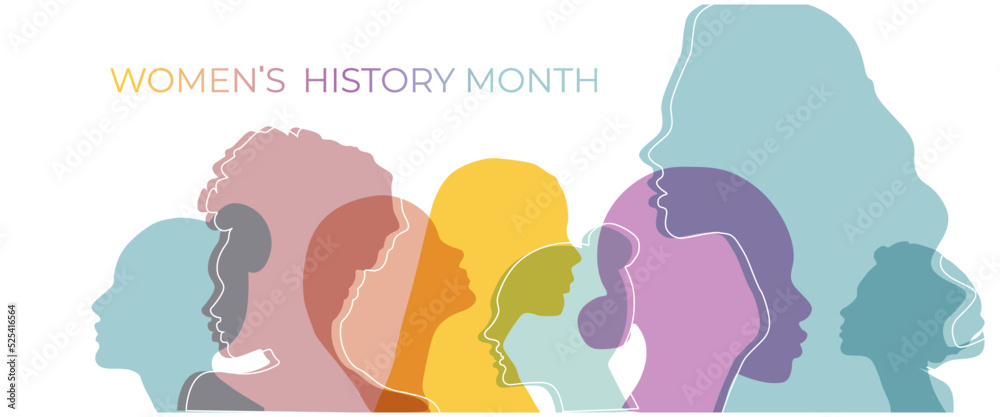 Women Silhouette Head Isolated Women S History Month Banner Stock