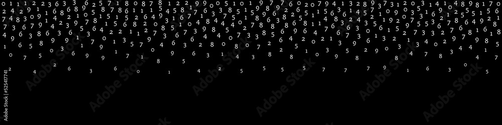 Falling numbers, big data concept. Binary white orderly flying digits ...