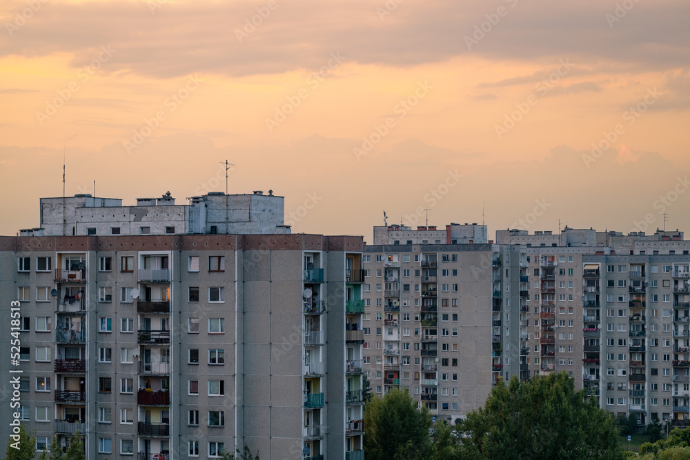 Exterior view of the old panel high-rise building of the House of the ...
