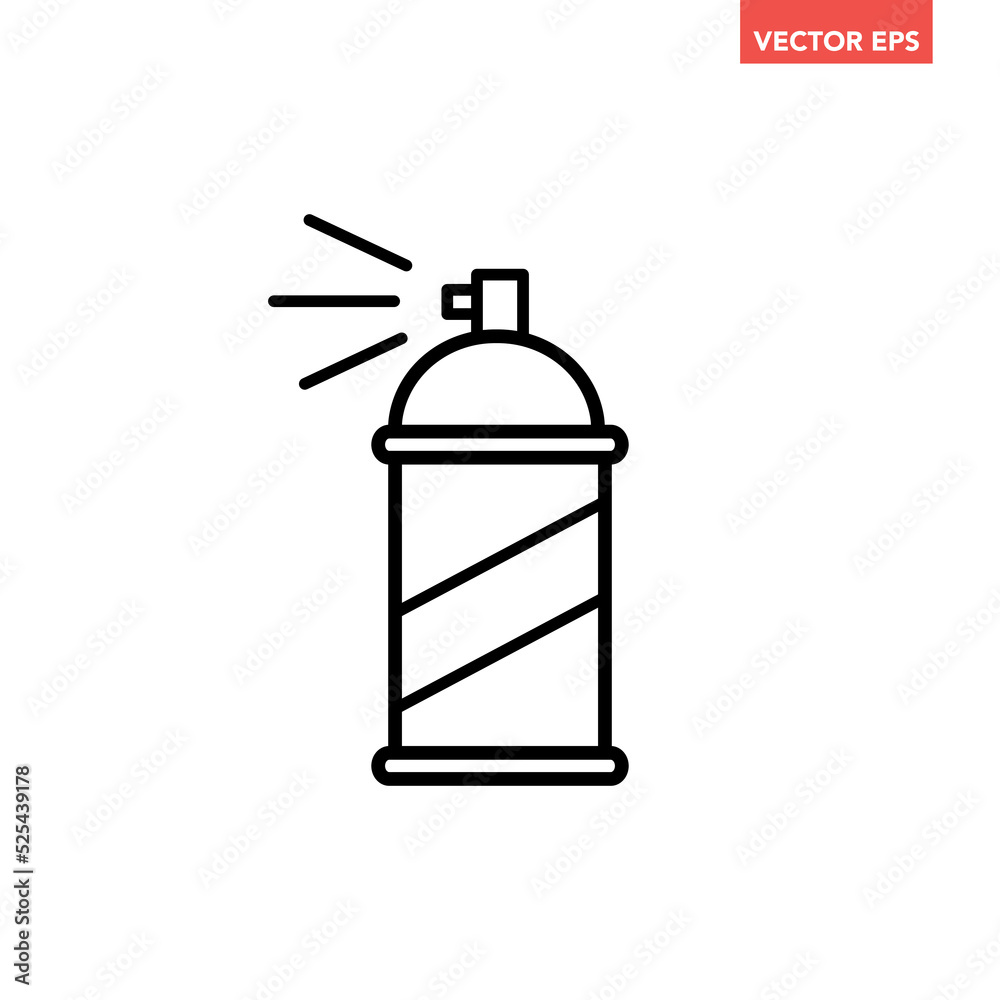 Black single spray can line icon, simple painting tool flat design ...