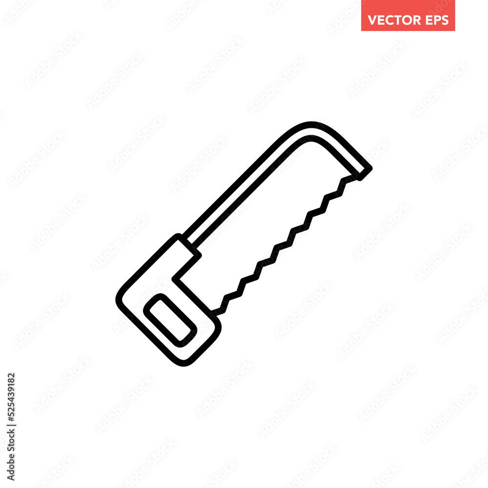 Black single coping saw line icon, simple outline carpeting cut tool ...
