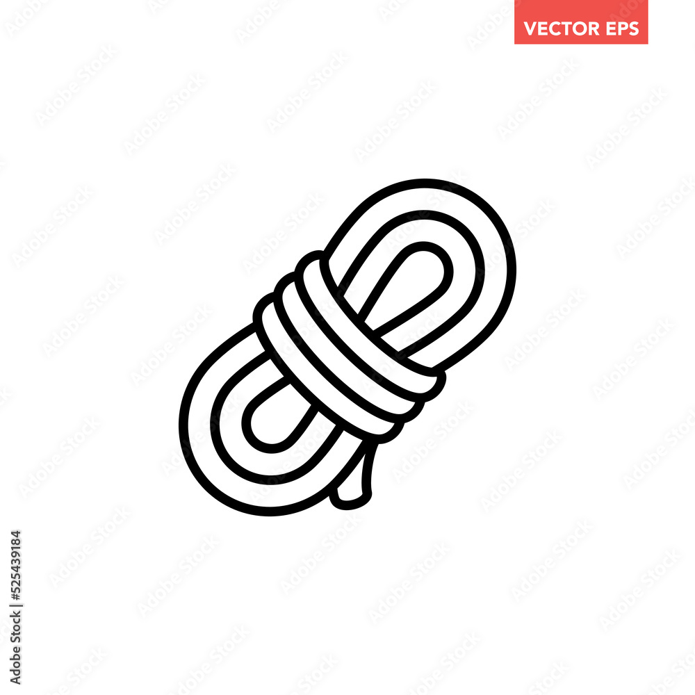 Black single Climber rope line icon, simple outline climbing tool flat ...