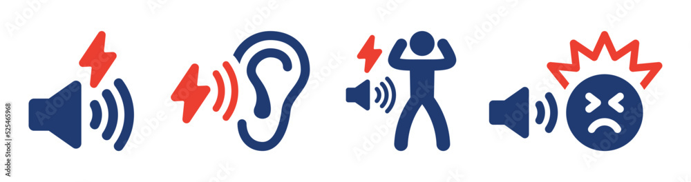 Noisy icon set. Noise disturbance symbol in graphic design. Loud ...