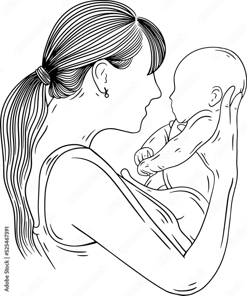 Happy family mother and baby born cute baby girl and child parent women ...