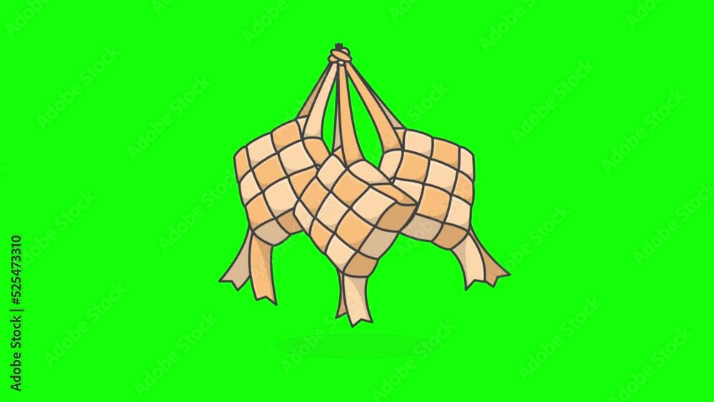 Ketupat On Green Screen Background. 3D Eid Al Fitr Ketupat Rice Cake ...