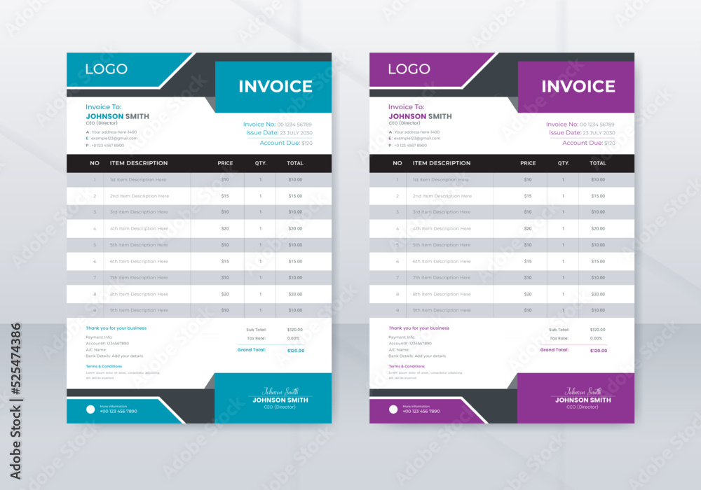 Invoice template for professional use. Minimalist Invoice Easy to edit ...