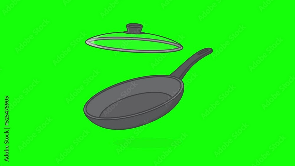 Frying Pan On Green Screen Background. 3D Frying Pan Animation Stock ...