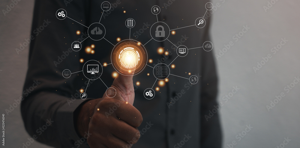 Biometric identification fingerprint scanner futuristic digital ...