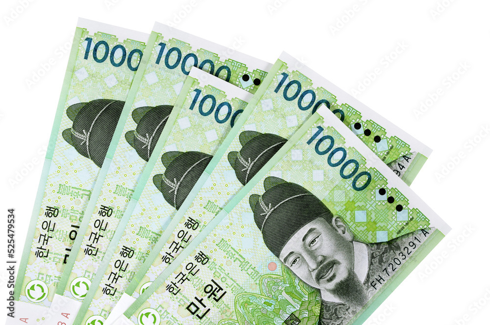 Korean Won currency bank notes fan isolated transparent background ...