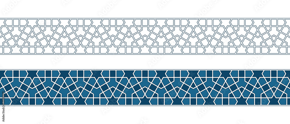 Set of borders of Islamic pattern for Ramadan greetings cards and ...