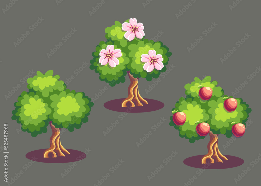 Vector background illustration fruits apple growth phases Stock Vector ...