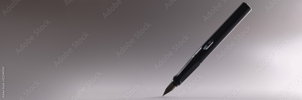 Black feather pen, sharp tip, tool for writing, refill ink container ...