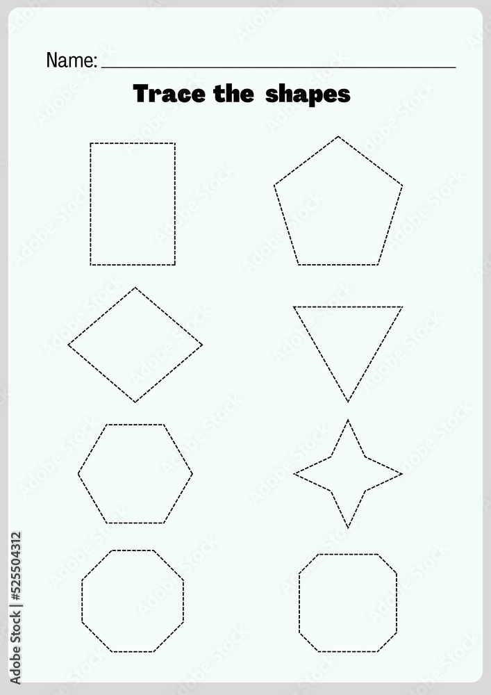 High Resolution Printable Shapes Tracing Worksheets for Kindergarten ...