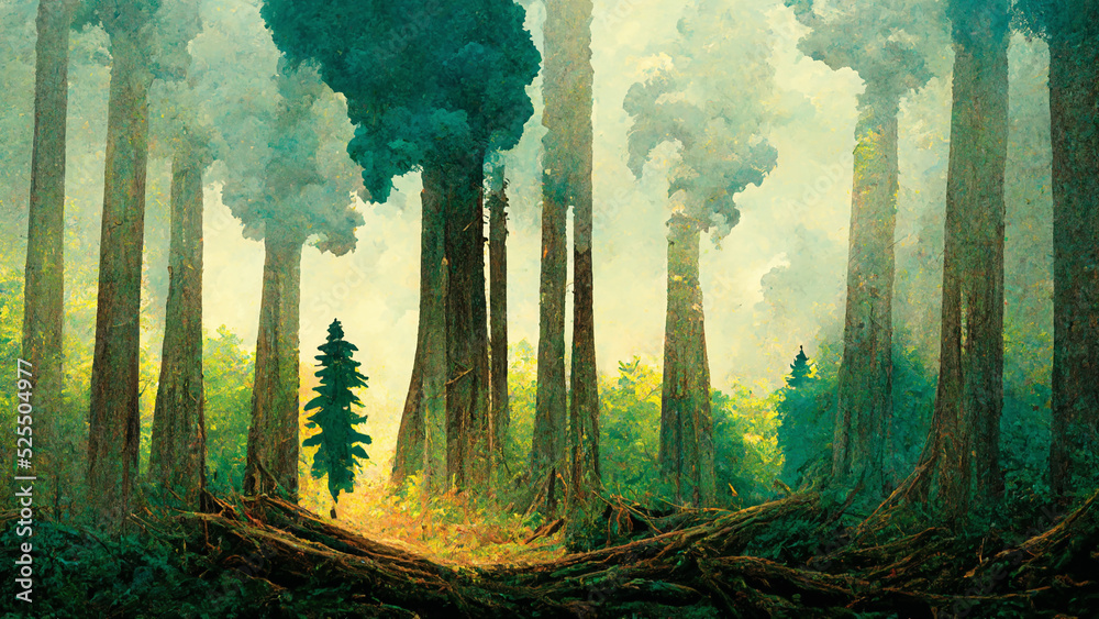 Polluted forest, dying nature Stock Illustration | Adobe Stock