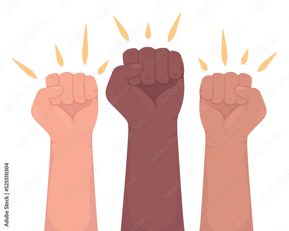 Protesting semi flat color vector hand gesture. Editable pose. Human ...