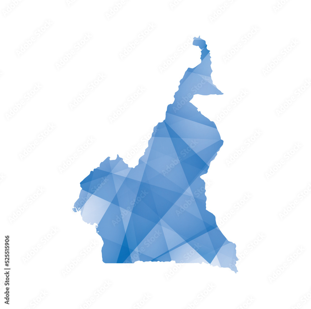 vector illustration of Cameroon map with blue colored geometric shapes ...