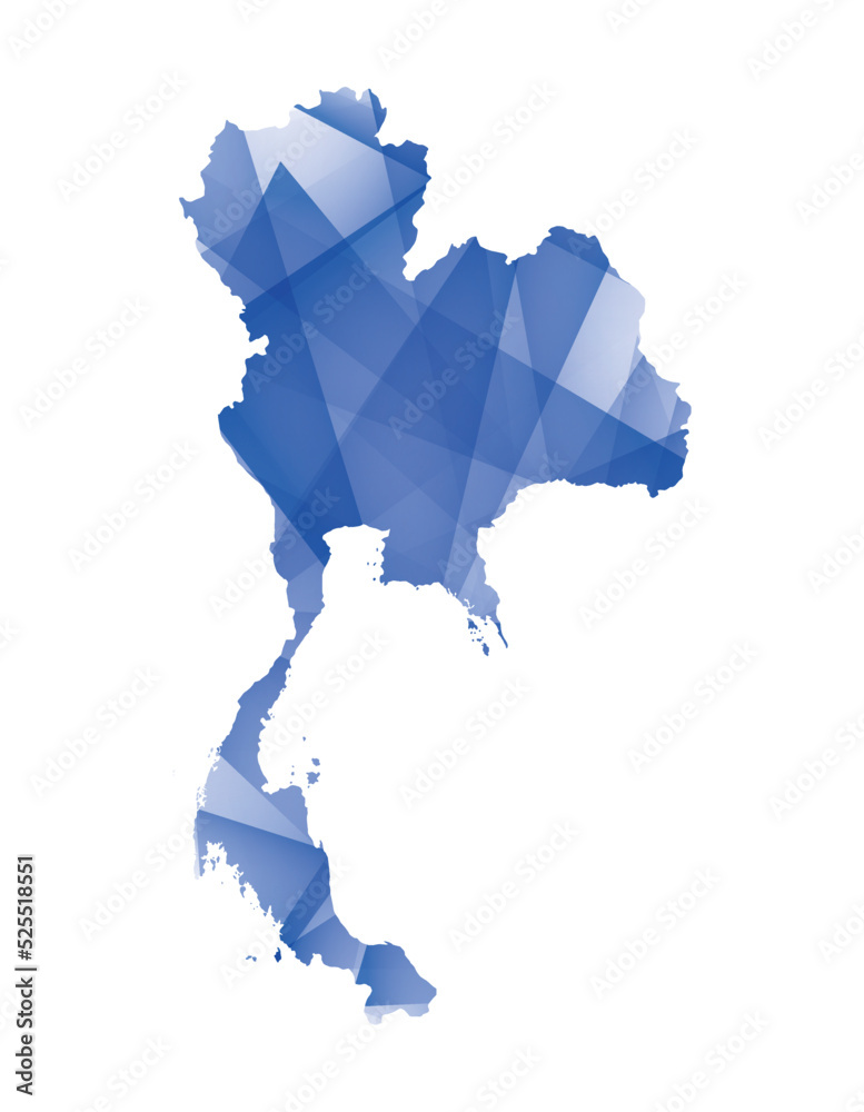 vector illustration of Thailand map with blue colored geometric shapes ...