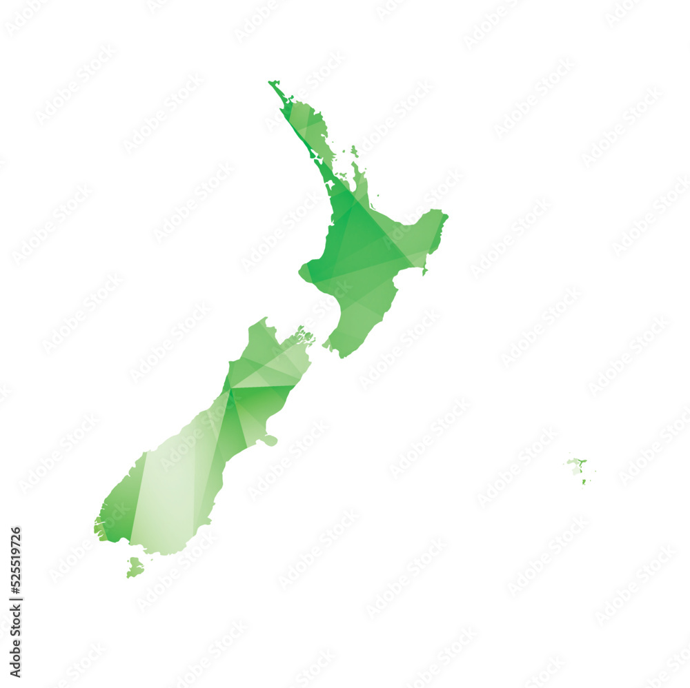 vector illustration of New Zealand map with green colored geometric ...