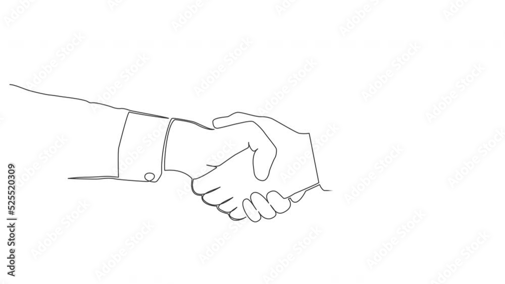 single line drawing of shaking hands, handshake line art animation ...