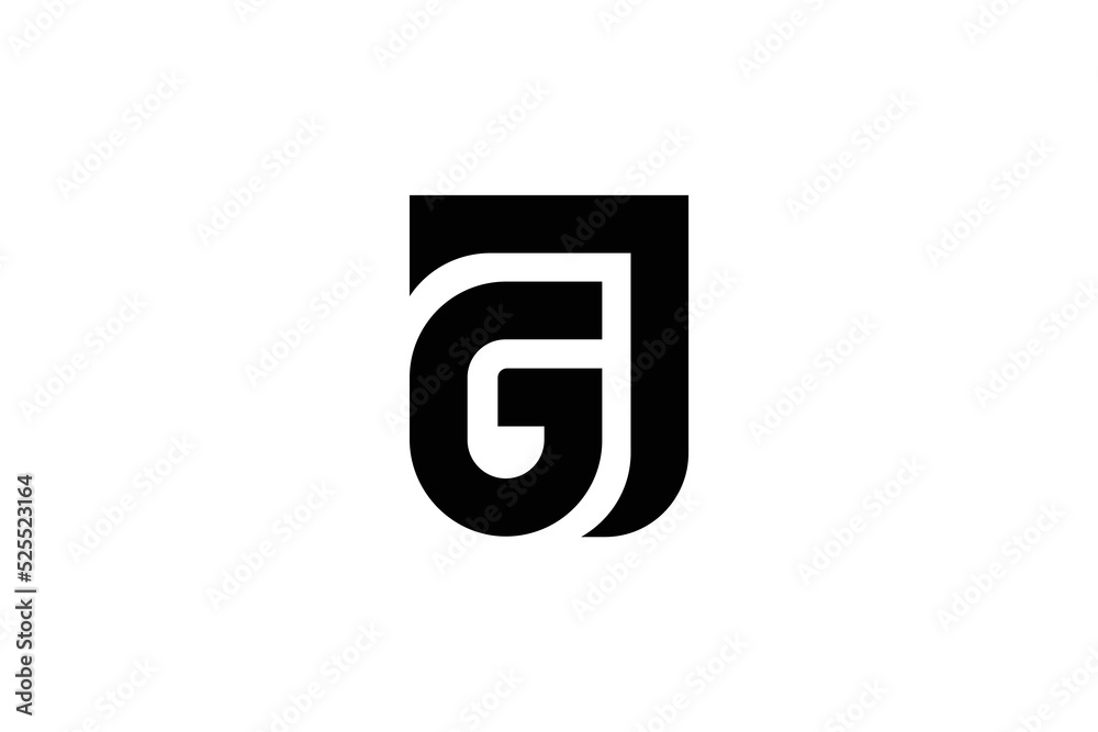 GJ logo with a minimal design. An icon of a JG letter on a luxury ...