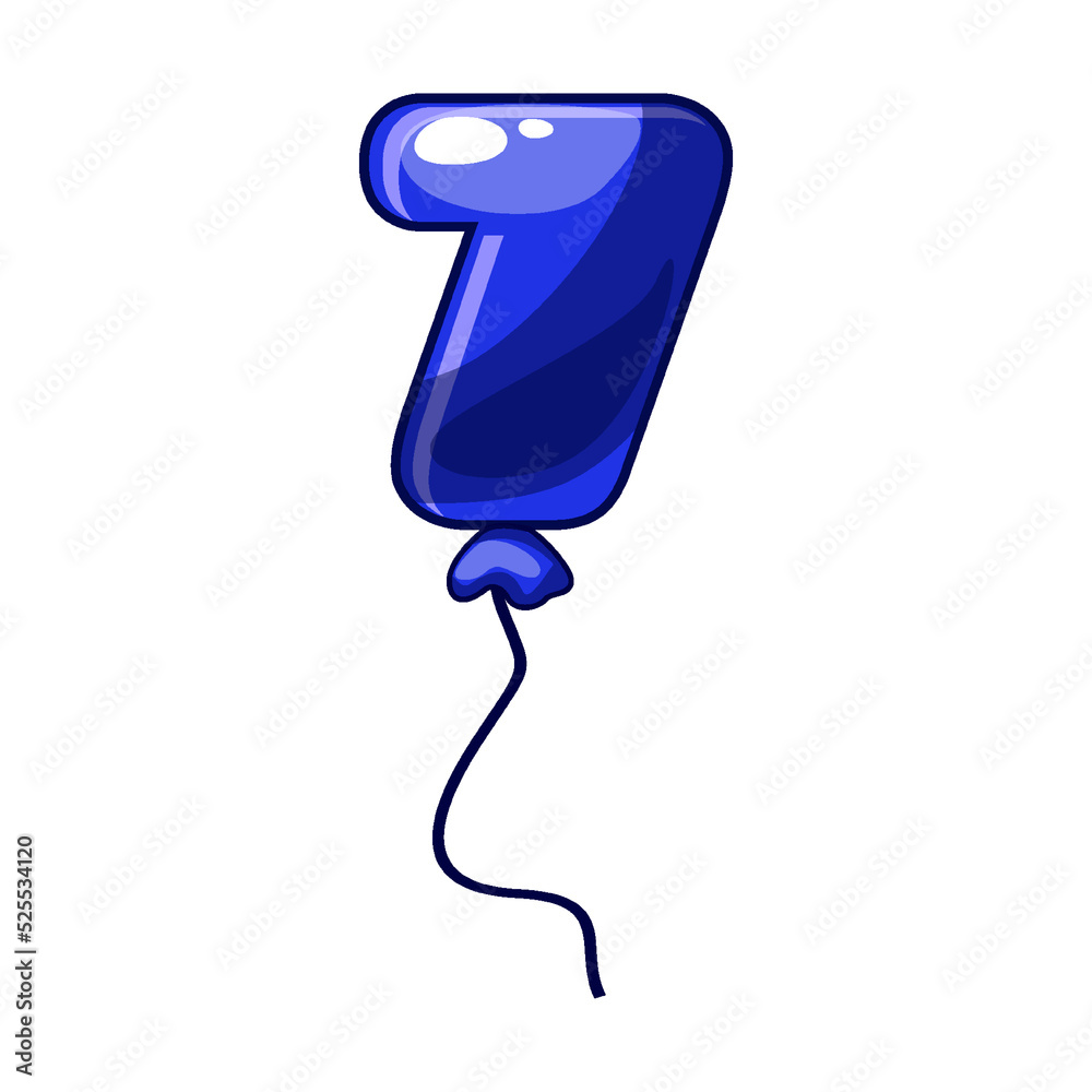 Cartoon balloon number 7 font kids numbers. Figure Seven Stock Vector ...