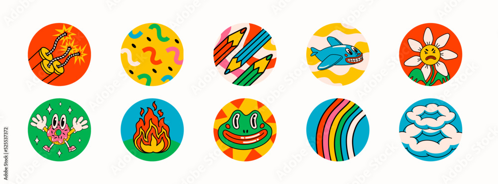 Cartoon vector abstract highlights covers for a social media stories ...