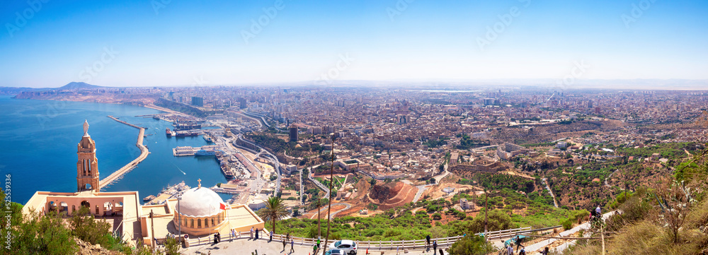 panorama photo of Santa Cruz fort of Oran, a coastal city of Algeria ...