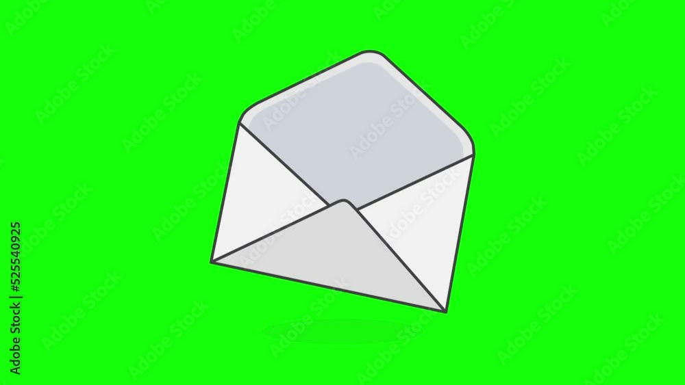 White Envelope On Green Screen Background. 3D Opened Envelope Mail ...