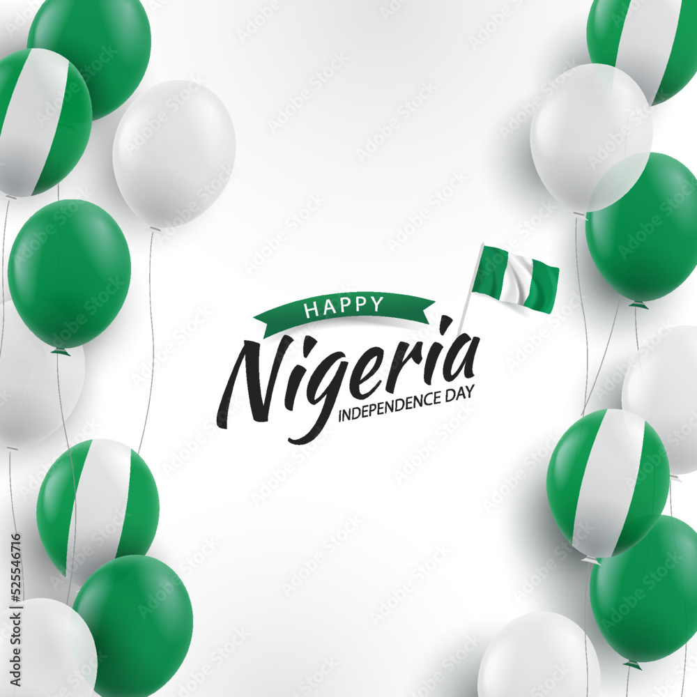 Vector Illustration of Nigeria Independence Day. Background with ...