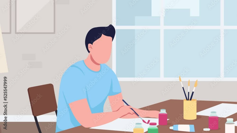 Animated drawing class illustration. Art lesson for home learning. Draw ...