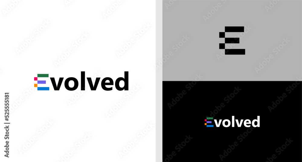 EVOLVED LOGO WORDMARK CHART BAR NEGATIVE SPACE EDITABLE Stock Vector ...