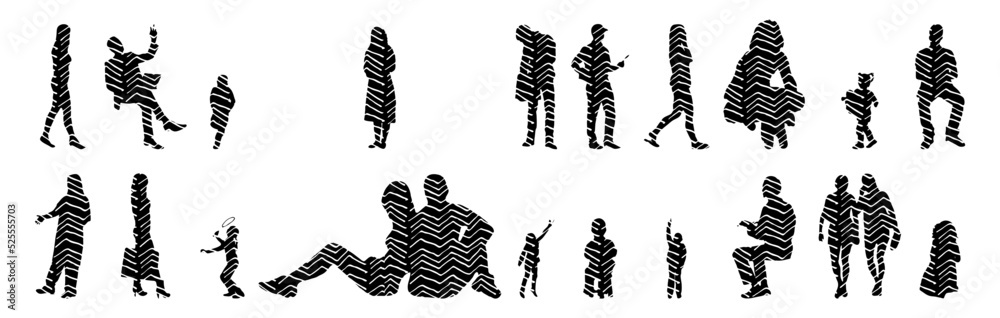 Stockvector Vector Silhouettes Outline Silhouettes Of People Contour