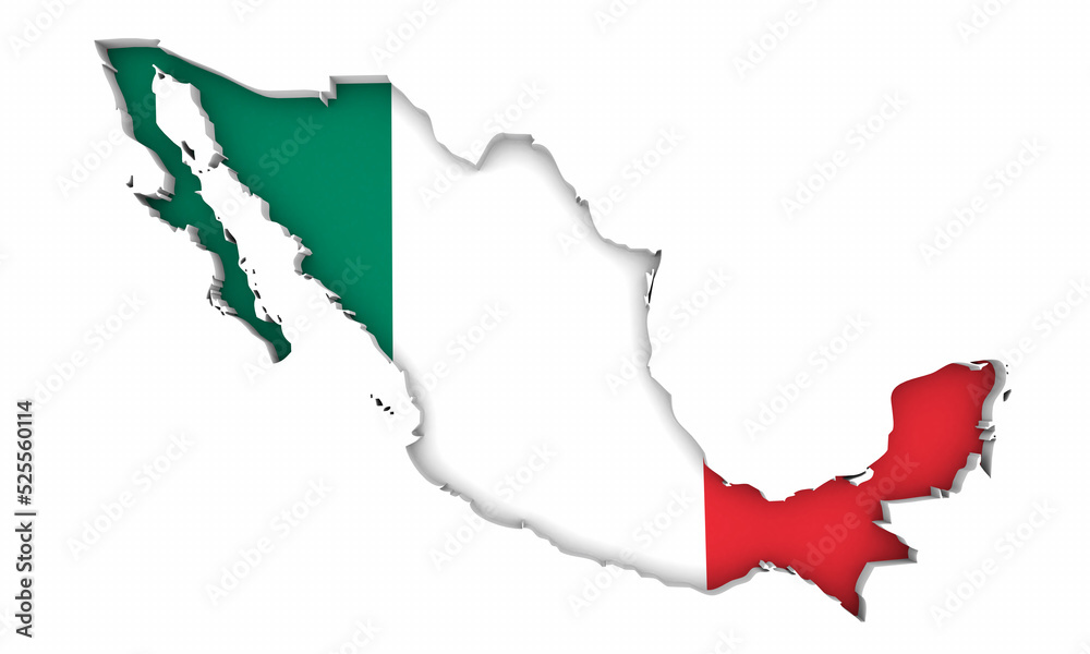 Mexico Map Flag Bandera Country Nation Background 3d Illustration Stock ...