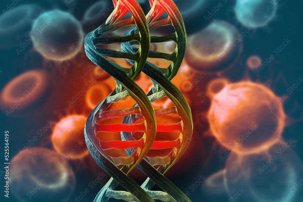 DNA and RNA molecules,Double helix,mutation. 3d illustration Stock ...