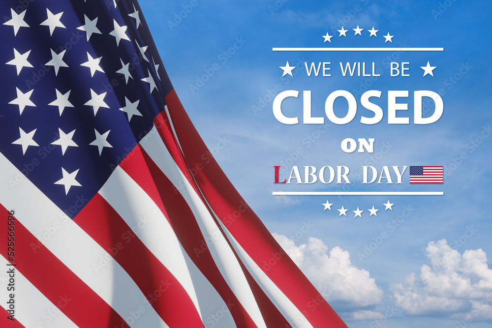 Labor Day Background Design. American flag on a background of blue sky ...