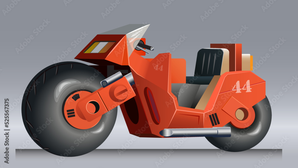 red futuristic sci fi motorcycle, vector illustration Stock Vector ...