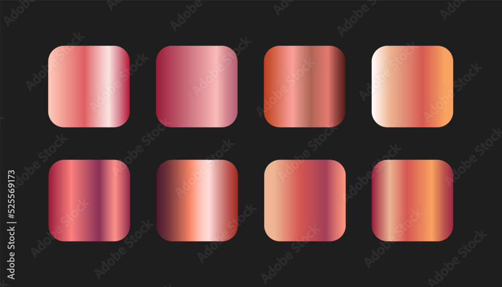 Trendy beautiful gradient set red rose gold colors for design. Modern ...