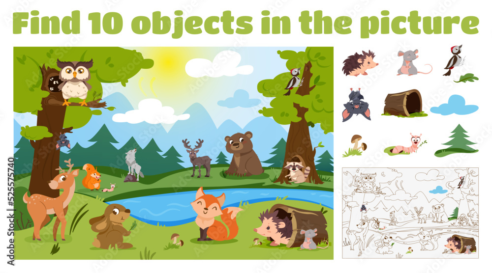 Find 10 hidden objects in the picture. Educational puzzle game for kids ... Find 10 hidden objects in the picture. Educational puzzle game for kids ...