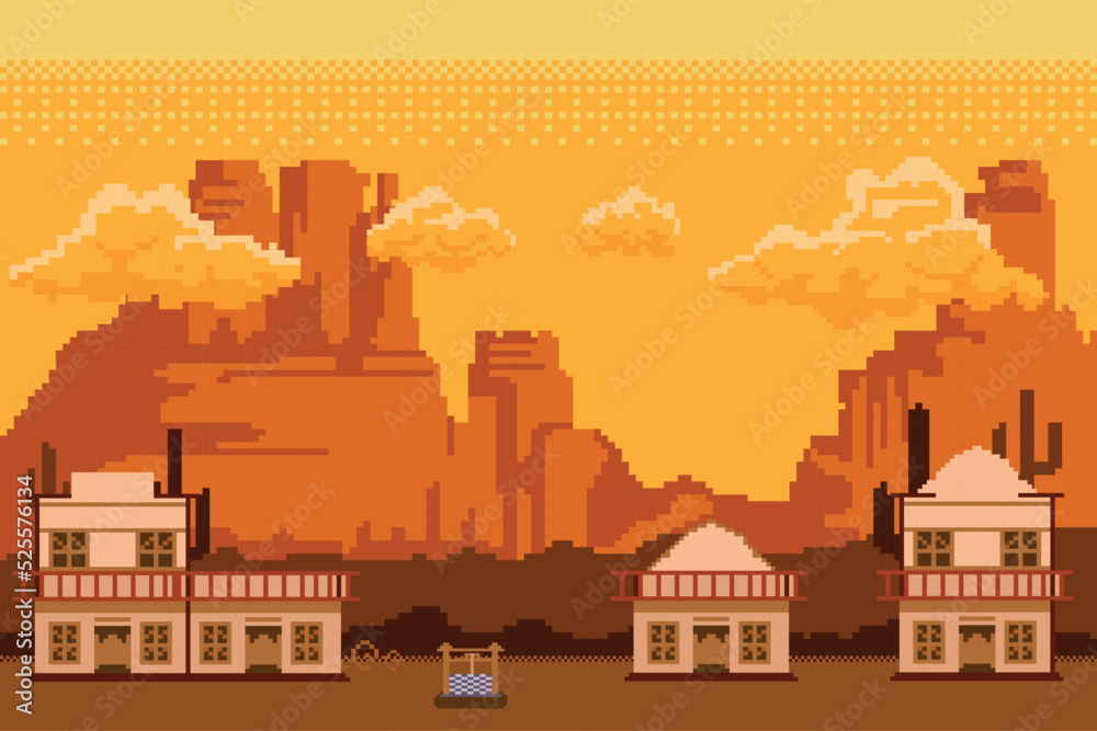 beautiful pixel art vector graphic illustration there is an old ...