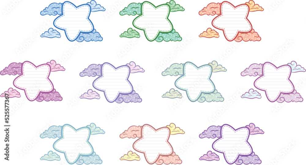 set of sticky stars letter notes for writing with pastel coloring Stock ...