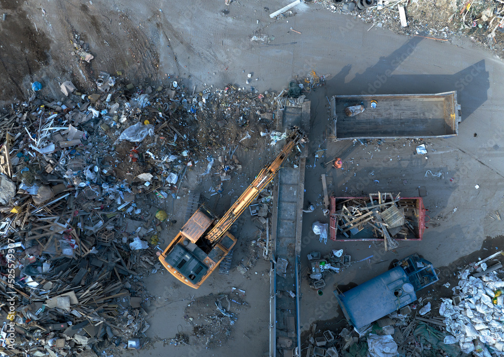 Landfill with Construction waste (CDW). Trash disposal for recycling ...