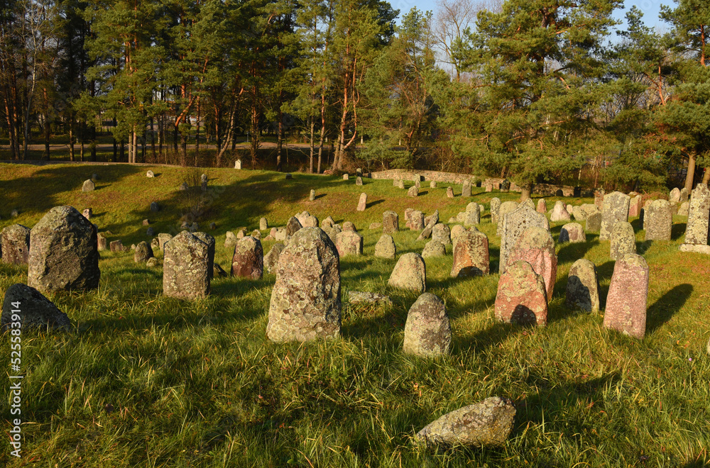 Cemetery with graves and tombstones. Abandoned grave. Gravestone on ...