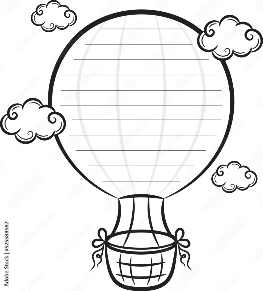 cute balloon sticky note letter for writing sketch for coloring Stock ...